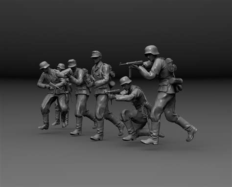 🇻🇳 Ww2 6 German Soldiers Action・ Stl File For 3d Printing・cults