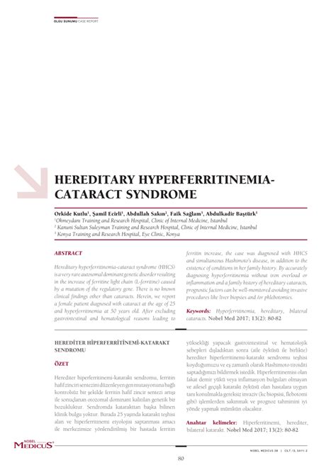 Pdf Hereditary Hyperferritinemia Cataract Syndrome