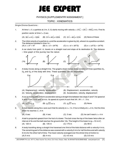 kinematics sheet pdf download free pdf acceleration projectiles