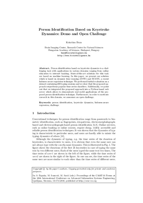 Pdf Person Identification Based On Keystroke Dynamics Demo And Open Challenge
