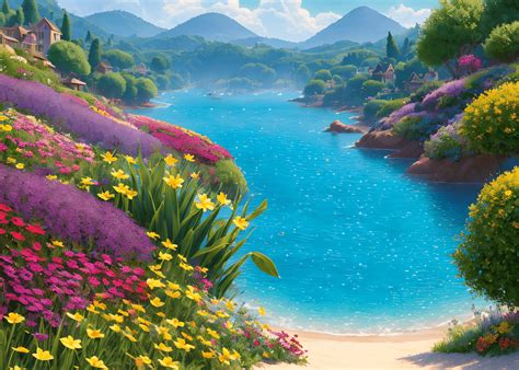 베이 지역은 여름에 아름다운 자연 경관을 가지고 있습니다 여름 자연 만 배경 일러스트 및 사진 무료 다운로드 Pngtree