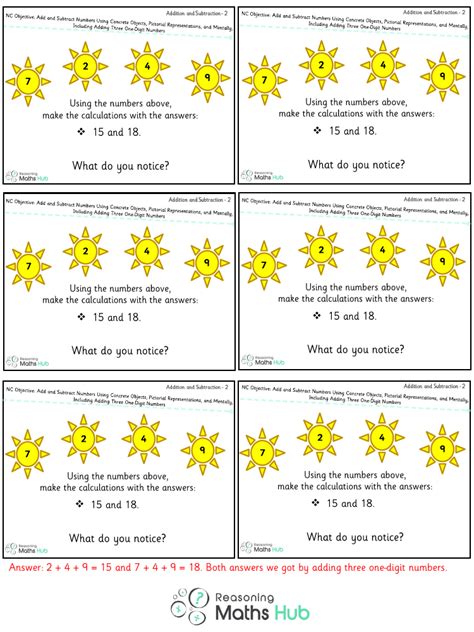 add three one digit numbers 2 reasoning maths year 2