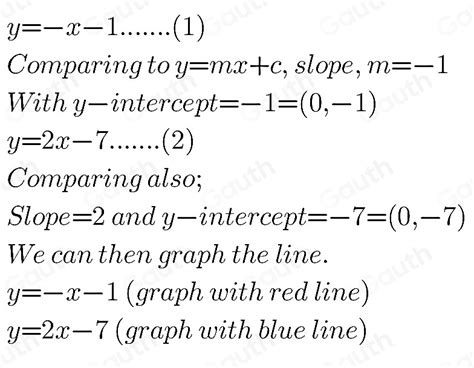 solved y x 1 y 2x 7 plot two lines by clicking the graph click a