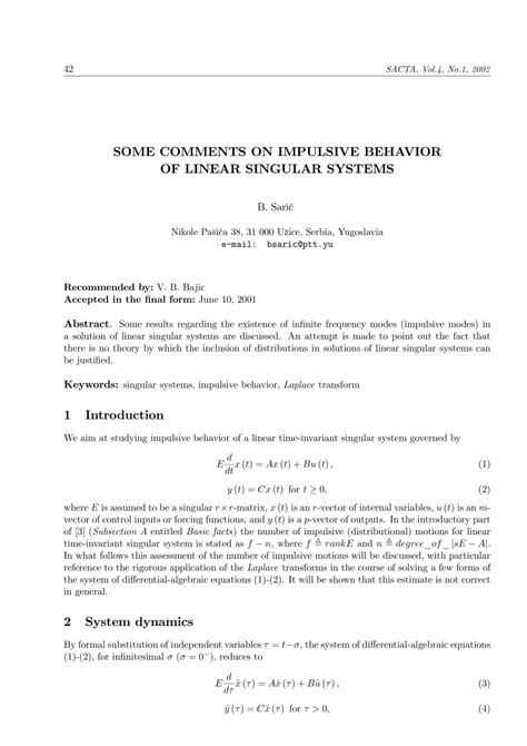 pdf some comments on impulsive behavior of linear singular systems