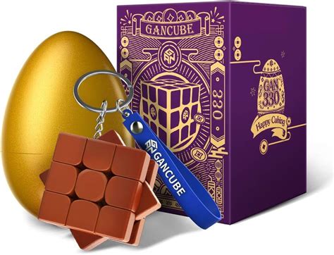 Gan 330 Easter Egg Edition Antique Rhyme Keychain Cube Mini 3×3 Key Ring Rock Brown Toptoy