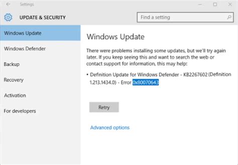 Solution For Microsoft Error Code 0x80070643 Error