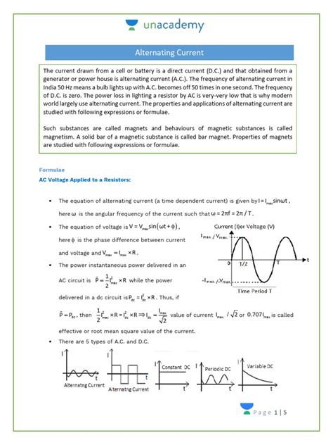 Formula Sheet Alternating Current Pdf