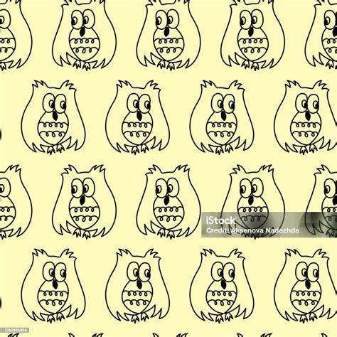 올빼미 원활한 패턴 손으로 그린 벡터 그림 올빼미의 다른 종류 낙서 일러스트레이션 검은색에 대한 스톡 벡터 아트 및 기타 이미지