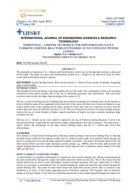 Pdf Improved Is Limiter Technique For Implementing Fault Current Limiting Reactors On