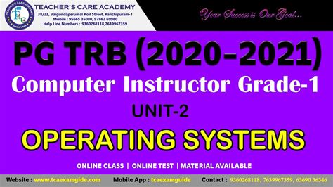 Pgtrb 2021 Computer Instructor Grade I Unit 2 Operating Systems Youtube