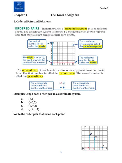 1 5 Ordered Pairs And Relations Pdf