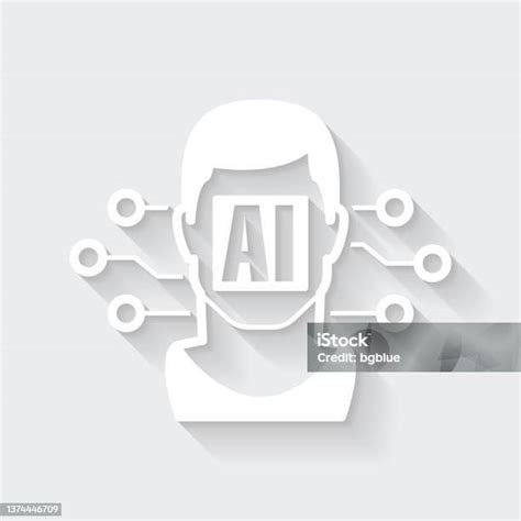 남성 얼굴인공 지능 Ai 빈 배경에 긴 그림자아이콘 플랫 디자인 3차원 형태에 대한 스톡 벡터 아트 및 기타 이미지 3차원 형태 개념 공란 Istock