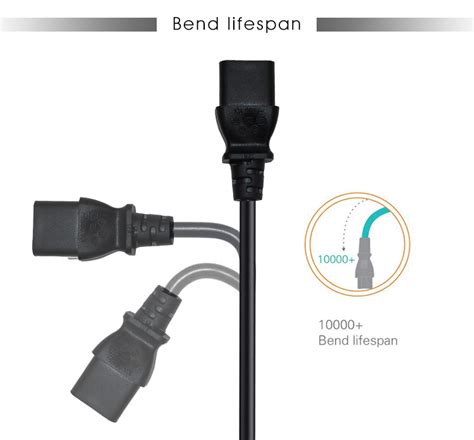 Iec Male To Female Ac Plug 3pin 10a 250v Iec320 C20 Cable Sjt 16awg Extension 16a C13 Power Cord