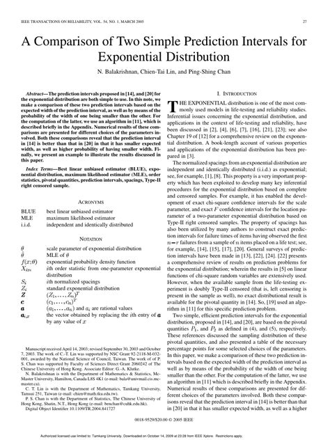 Pdf A Comparison Of Two Simple Prediction Intervals For Exponential Distribution