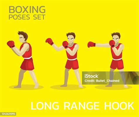 장거리 후크 만화 복싱 포즈 세트 남자 만화 벡터 일러스트 건강한 생활방식에 대한 스톡 벡터 아트 및 기타 이미지 건강한 생활방식 걸이 장비 권투 글러브 Istock