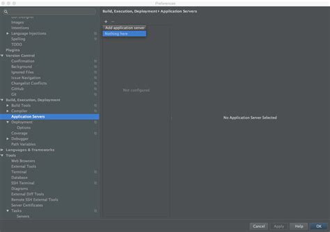 application servers nothing here ides support intellij platform