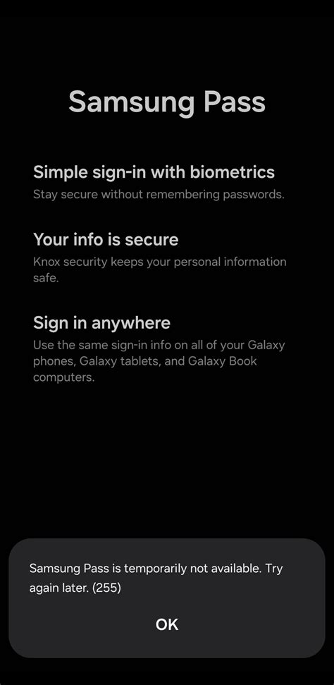 samsung pass error code 255 samsung members