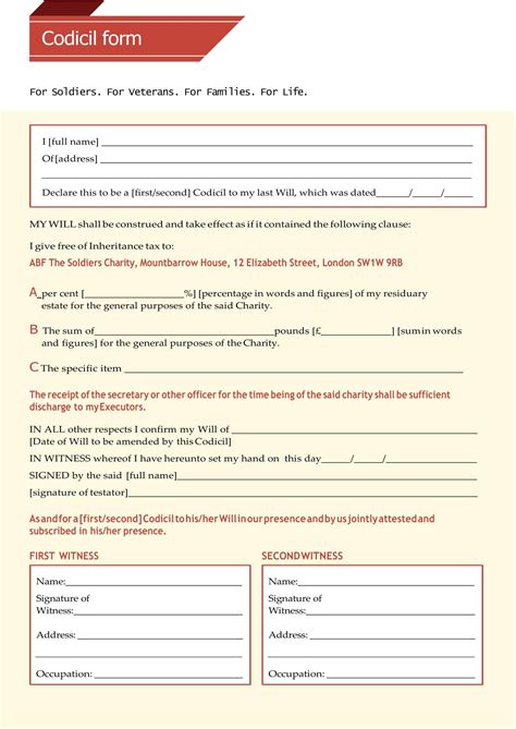Free Printable Codicil To Will Templates [pdf Word] Form