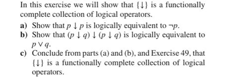 Solved In This Exercise We Will Show That ↓ Is A