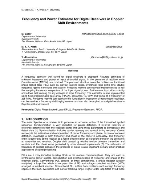 pdf frequency and power estimator for digital receivers in doppler