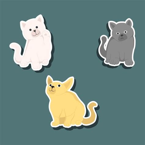 Premium Vector Cute Flat Design Sticker Cat Set