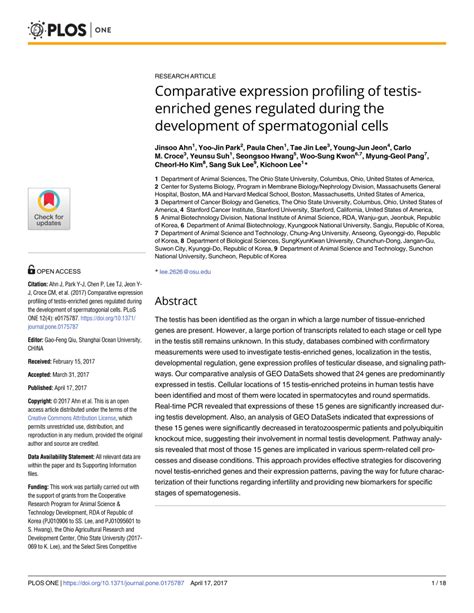 Pdf Comparative Expression Profiling Of Testis Enriched Genes
