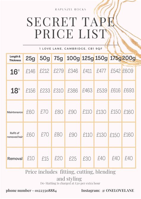 Hair Extensions Price List — One Love Lane Cambridge Hair And Beauty Salon