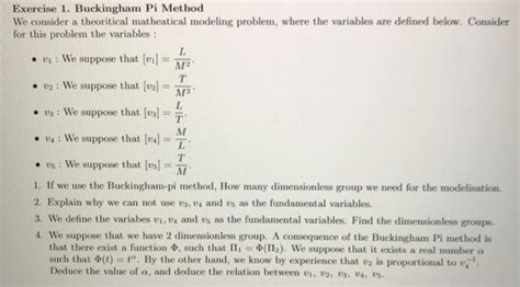 Solved Exercise 1 Buckingham Pi Method We Consider A