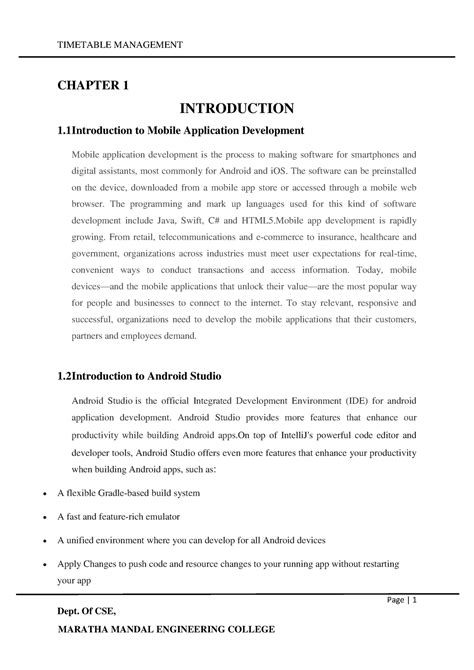 Maddddd 6th Sem Mobile App Dev Report Page 1 Dept Of Cse Chapter 1 Introduction 1 To