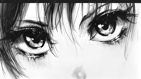 Sad Anime Eyes Sketch Vector Premium Ai Generated Vector