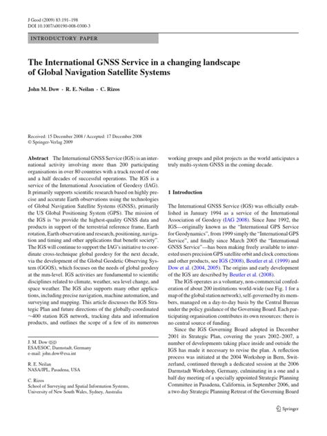 International Gnss Service Igs Pdf Global Positioning System Metrology