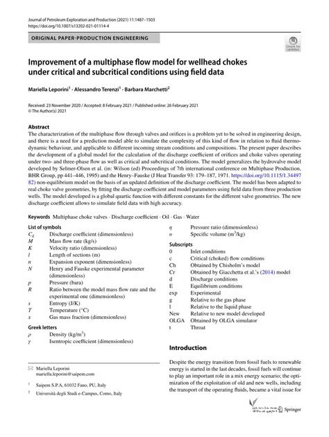 (PDF) Improvement of a multiphase flow model for wellhead chokes - DOKUMEN.TIPS
