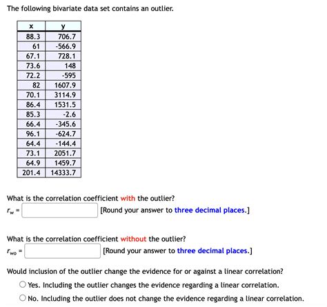 Solved The Following Bivariate Data Set Contains An
