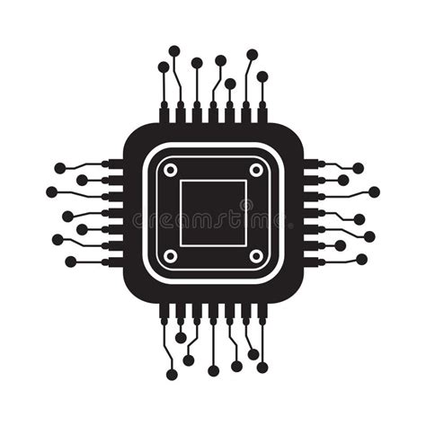 vector computer electronic chip black shape icon silhouette microchip