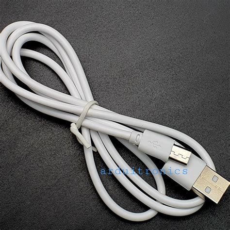 Micro Usb Cable สายชาร์จ Data Cable สีขาว หัวยาว 8มม สายยาว1เมตร Arduino Raspberry Pi