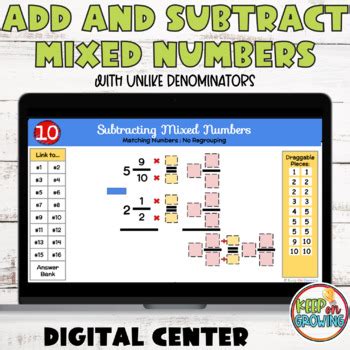 Adding And Subtracting Mixed Numbers With Unlike Denominators TpT