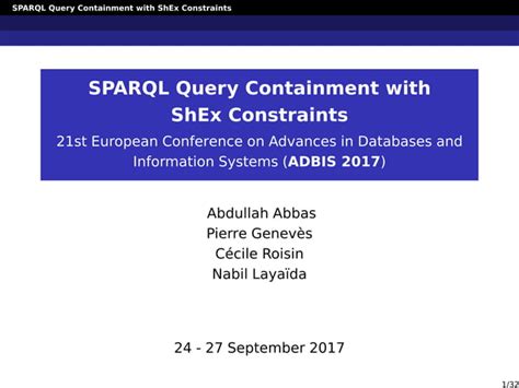 Sparql Query Containment With Shex Constraints Ppt