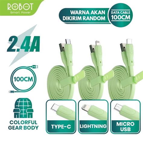 Jual ROBOT Kabel Data Type C Micro USB Lightning Data Cable Cm Garansi Original Resmi