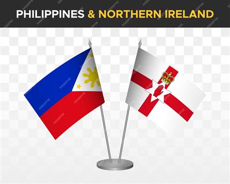 Premium Vector Philippines Vs Northern Ireland Desk Flags Mockup