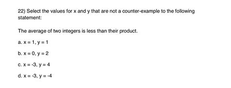Solved Select The Values For X And Y That Are Not A Chegg Com