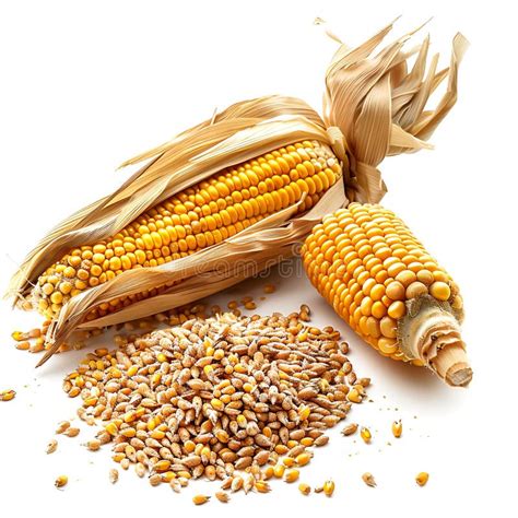 Corn Cobs With Kernels Isolated On A White Background Stock