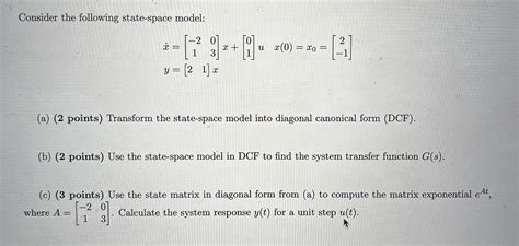 Solved Consider The Following State Space