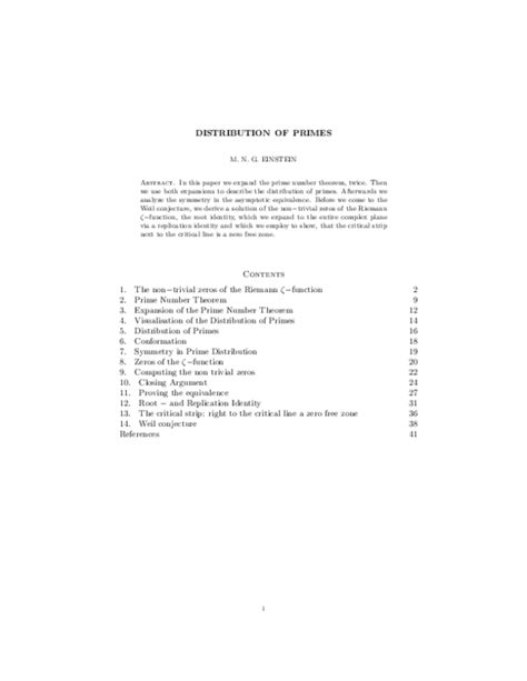 Pdf Distribution Of Primes The Computation Of The Non Trivial Zeros
