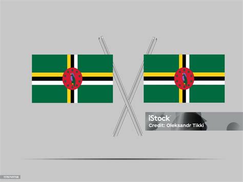 도미니카 국기 지구 지구 지구와 두 깃대에 블루 오션과 녹색 아메리카 아프리카와 아시아 대륙 원래 색상과 비율 벡터 일러스트레이션 국가 세트 국가 관광명소에 대한 스톡 벡터