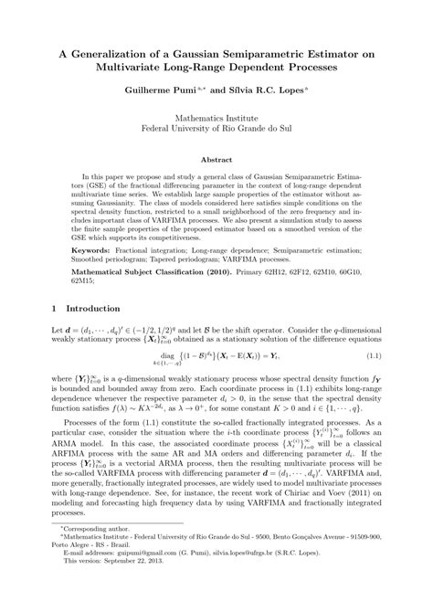 PDF A Generalization Of A Gaussian Semiparametric Estimator On Multivariate Long Range