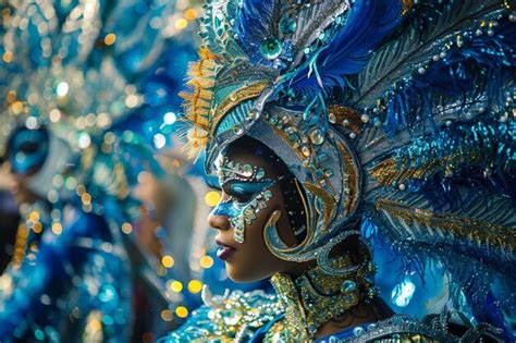 Glitter And Sparkle In Carnival Dancers Costumes A Generative Ai