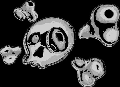 Hand Drawn Cartoon Skull And Bones Spooky Halloween Gothic Clipart