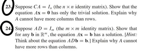 solved 23 suppose ca i the n x n identity matrix show