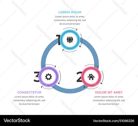 Circle Diagram Template Three Elements Vector Image