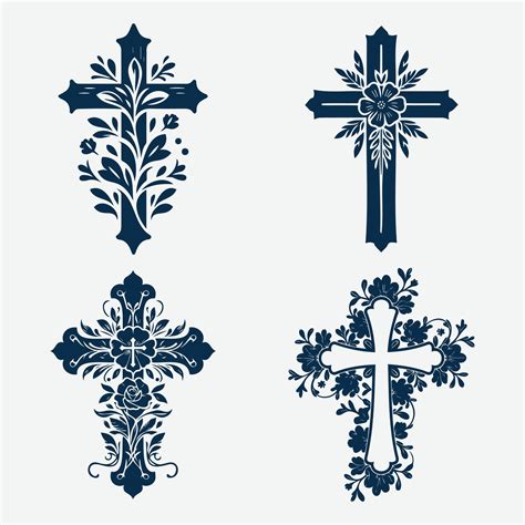 Cross Icon Set Silhouette Style Christian Cross Set Cross Shape 53575247 Vector Art At Vecteezy